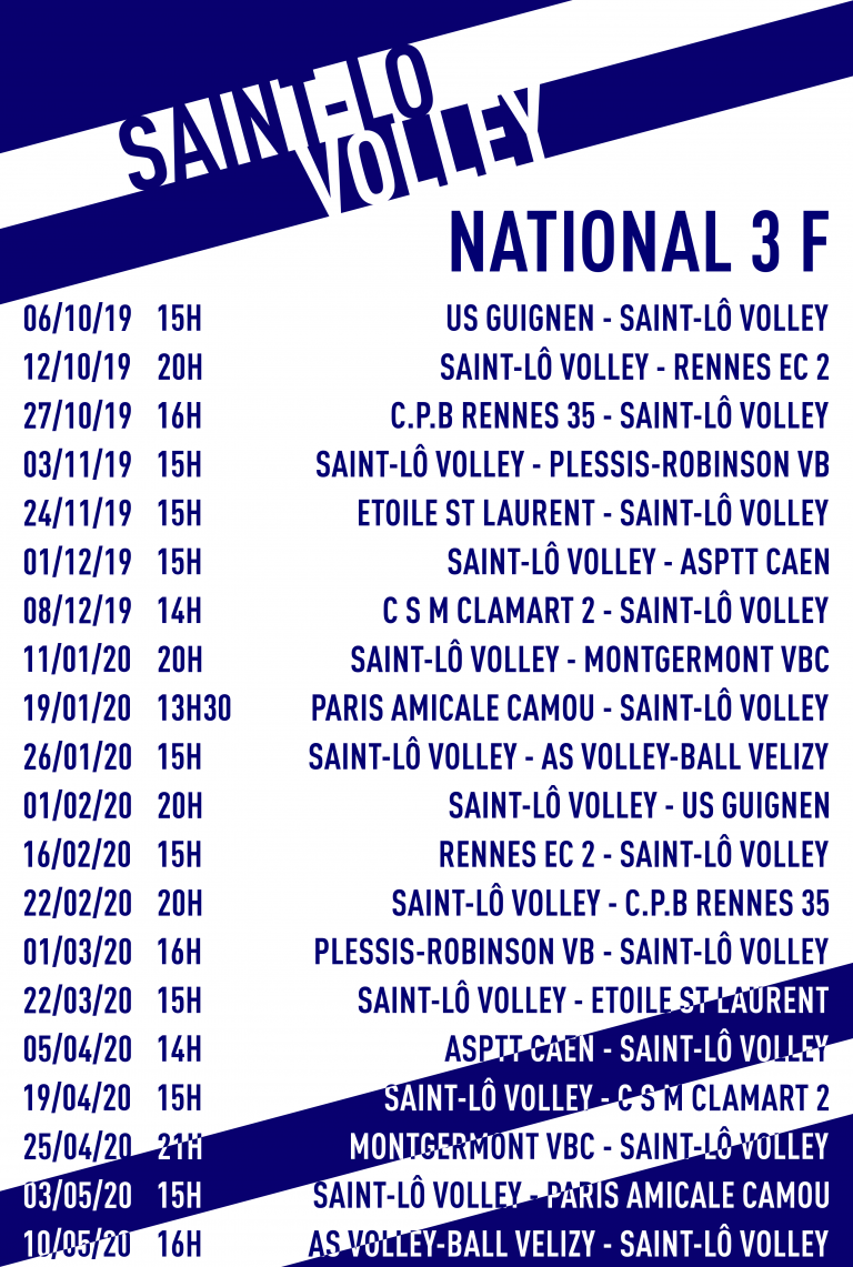 Le calendrier de N3 | Saint-Lô Volley